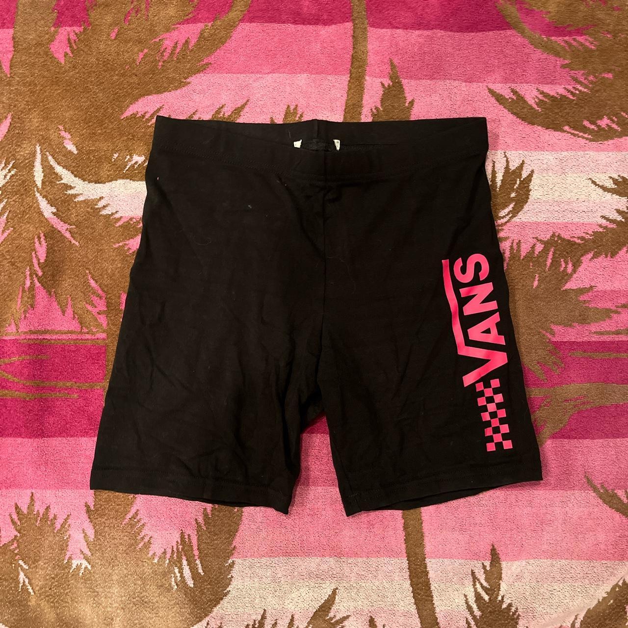 Pink and black biker shorts from vans! Tag is cut... - Depop