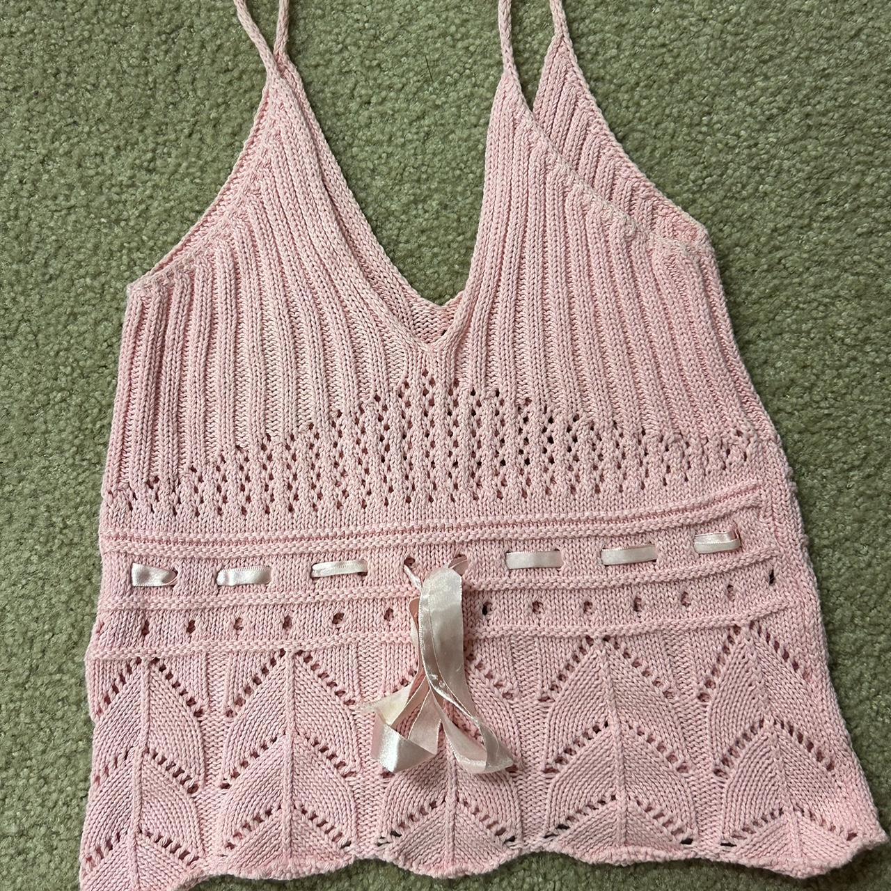 Pink crochet top - thrifted in Madrid. Fits like an S/M - Depop