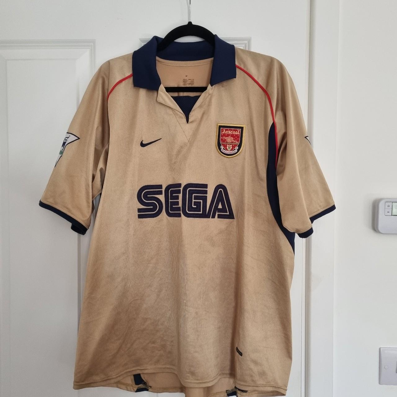 Arsenal 2001 gold Sega shirt with Henry 14 and... - Depop