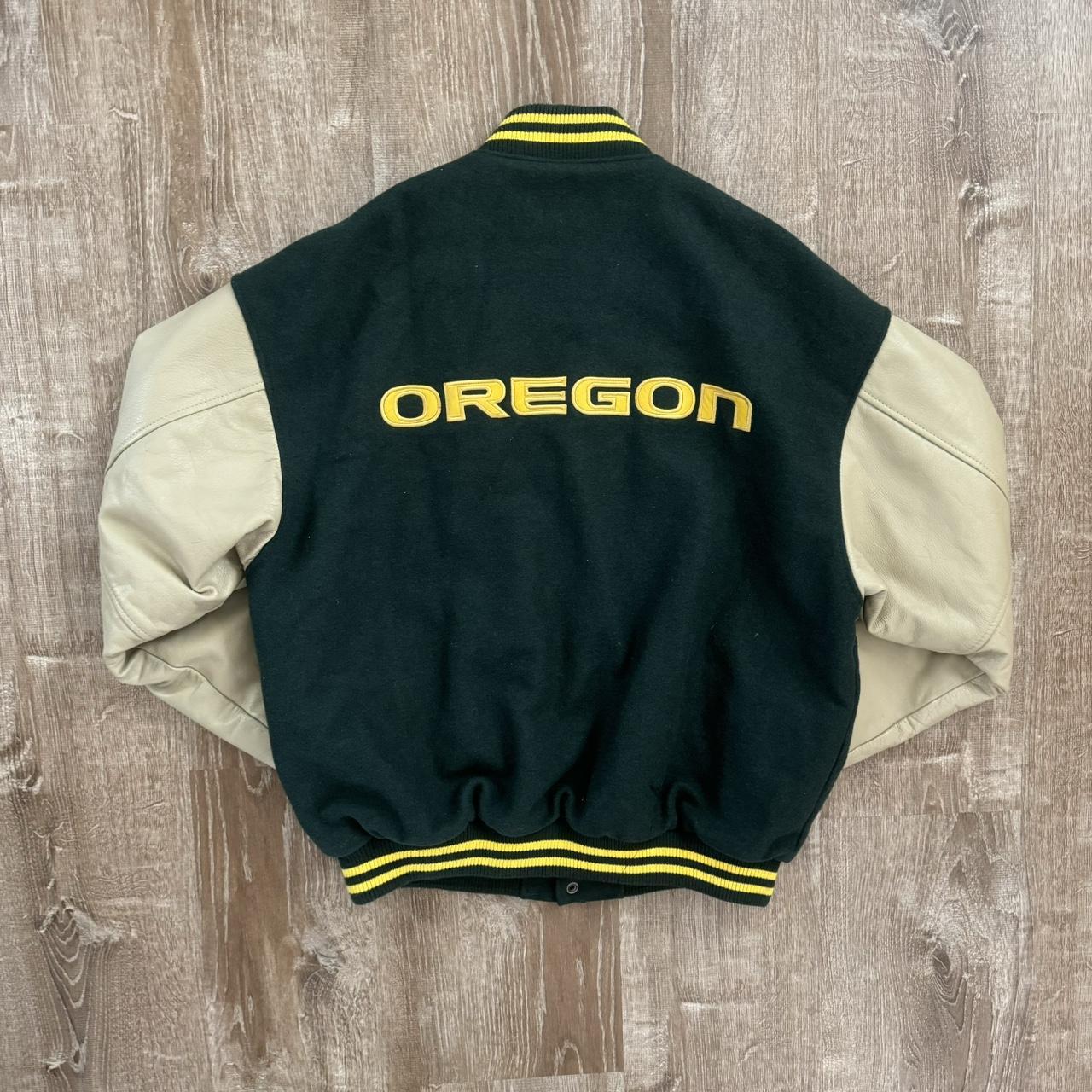 Vintage Nike Oregon varsity jacket Green and yellow... - Depop
