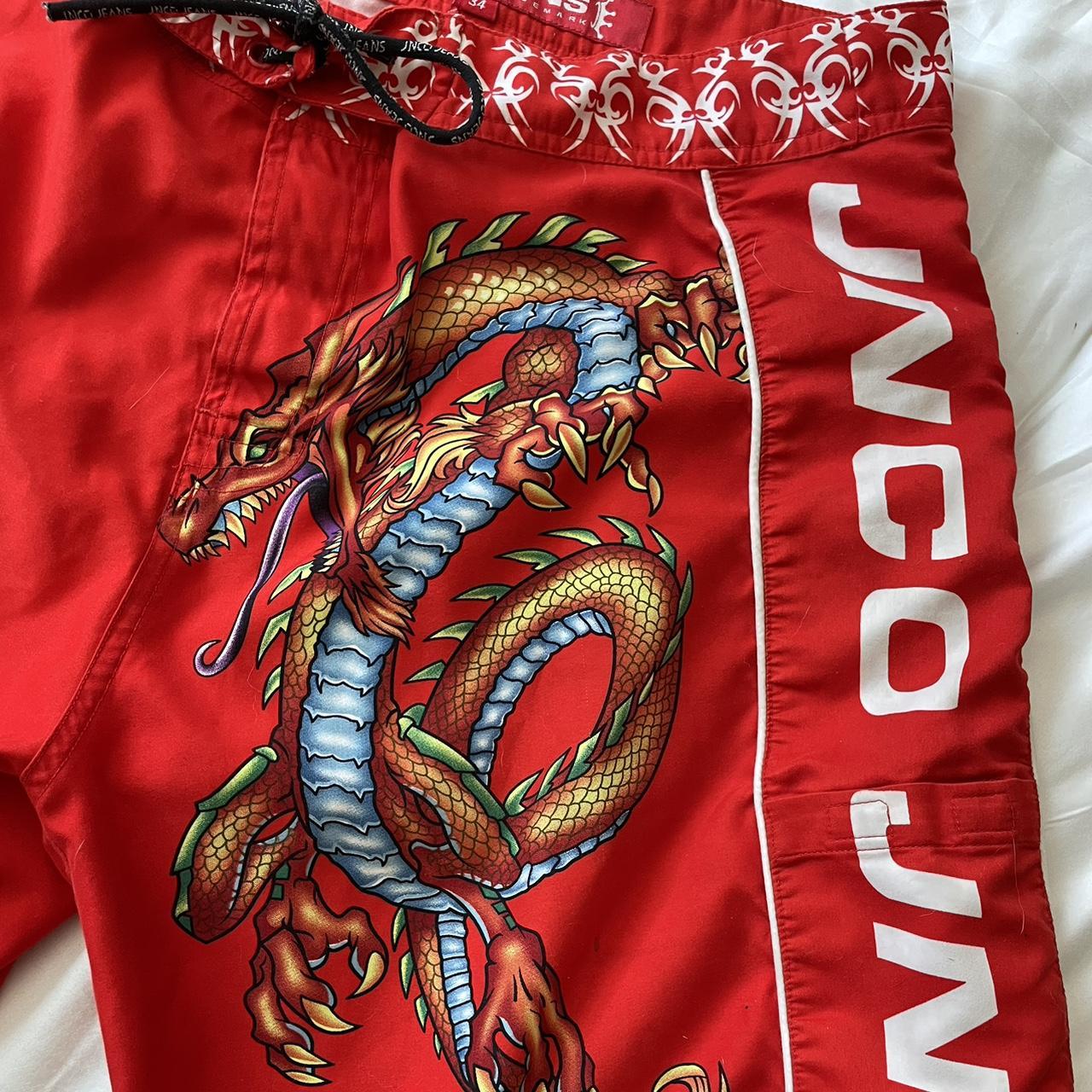Red JNCO dragon swim trunks Super sick perfect... - Depop