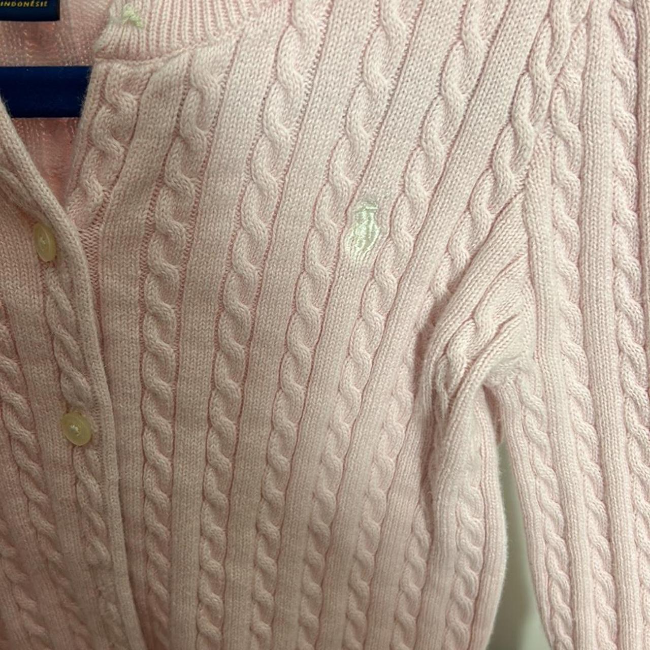 Polo Ralph Lauren pink button up sweater size 6X... - Depop