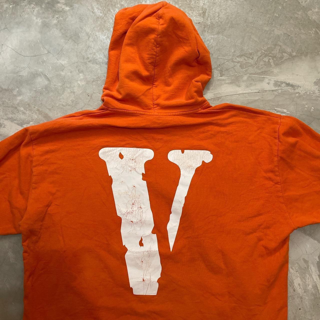 Vlone Men's Orange and White Hoodie | Depop