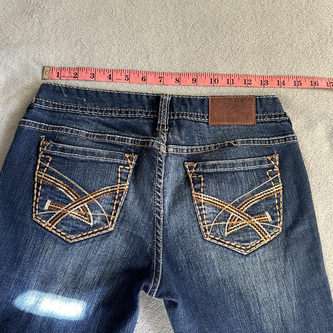 Navy blue Amethyst flare jeans with a bootcut fit... | Depop