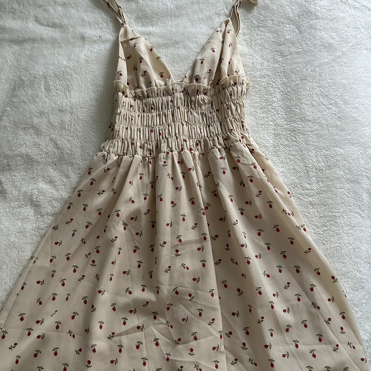 Princess Polly Cream Mini Dress W Red Floral Detail Depop
