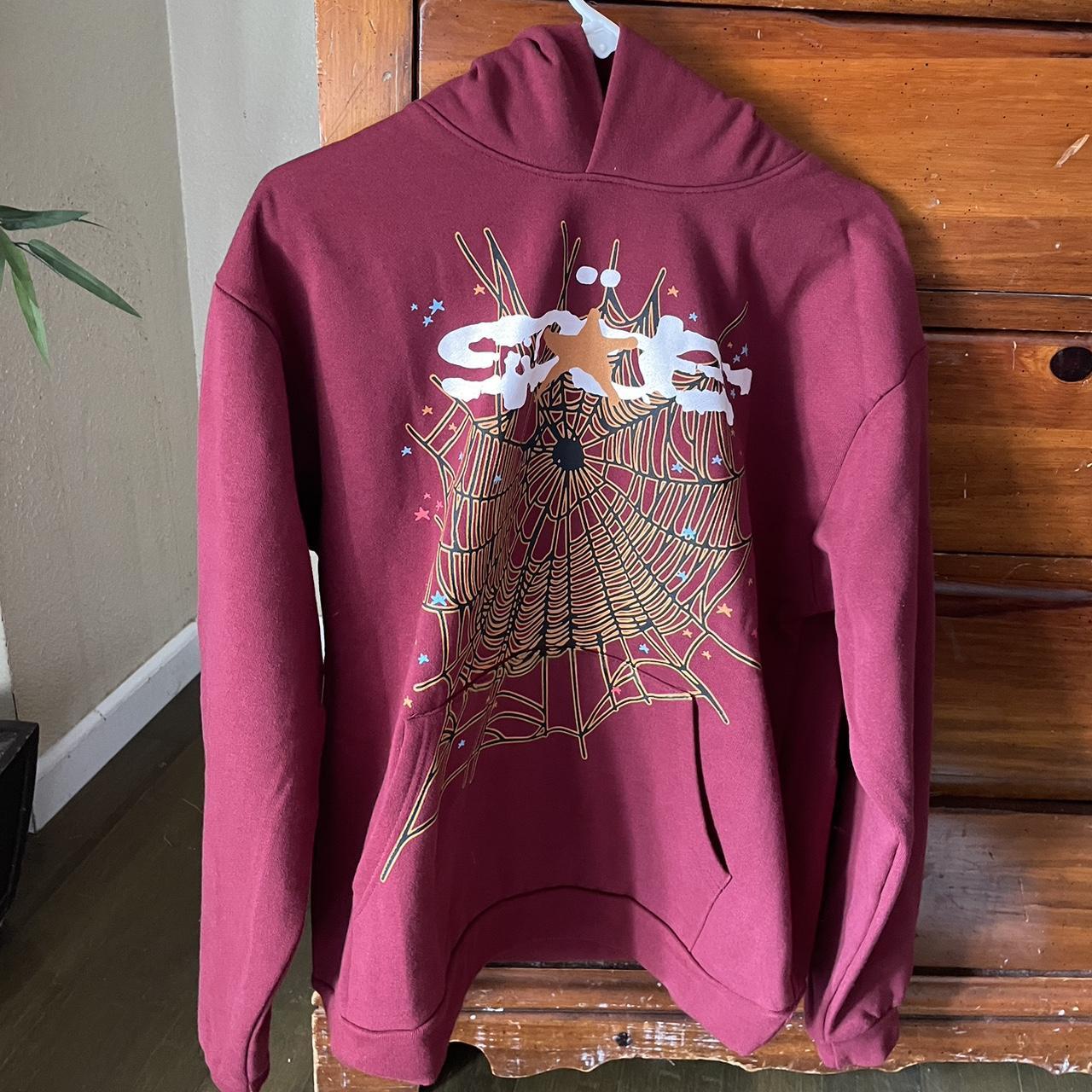 Maroon Sp5der Hoodie Size: Mens Large In great... - Depop