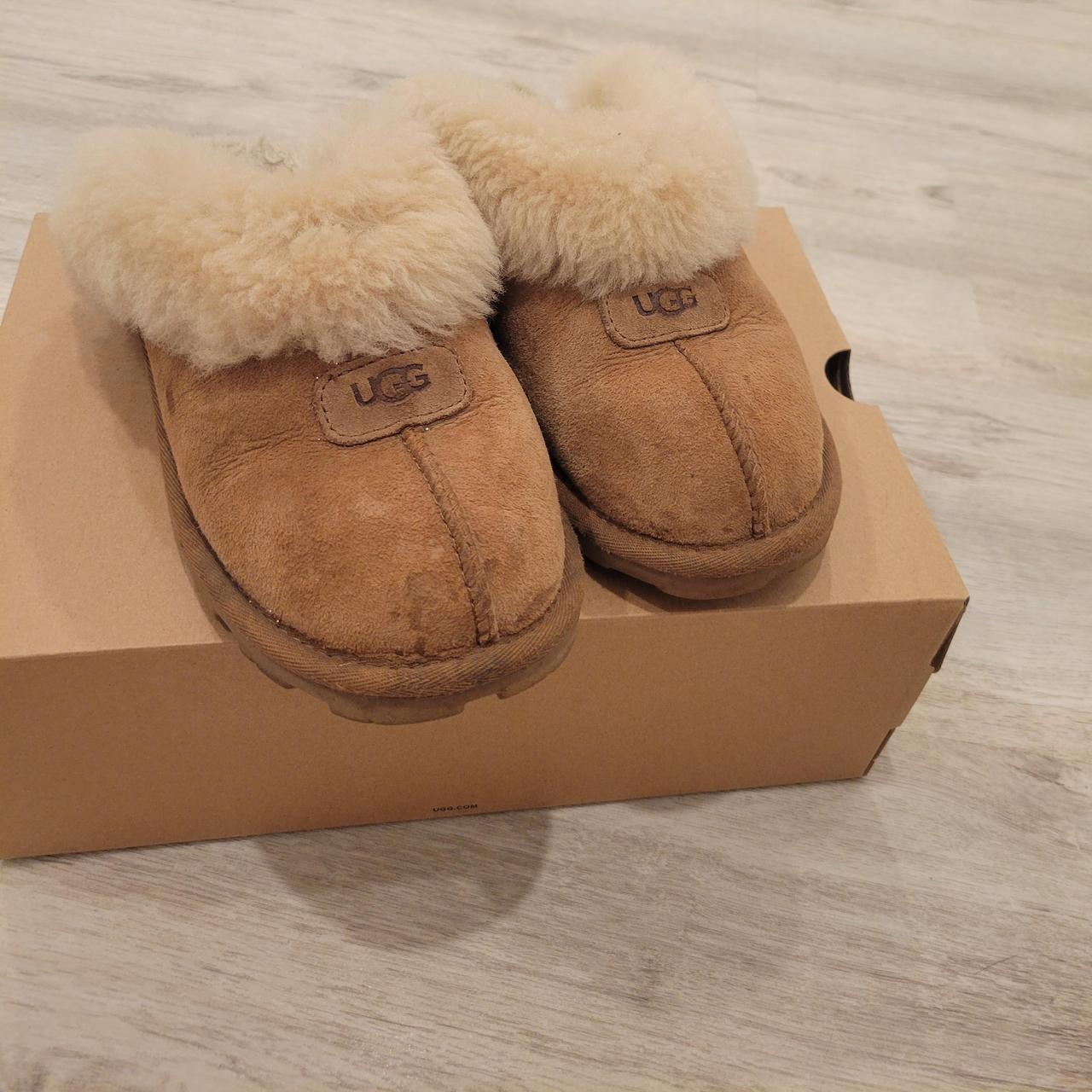 Brown Ugg slip ons Size 7 used comes with box #uggs... - Depop