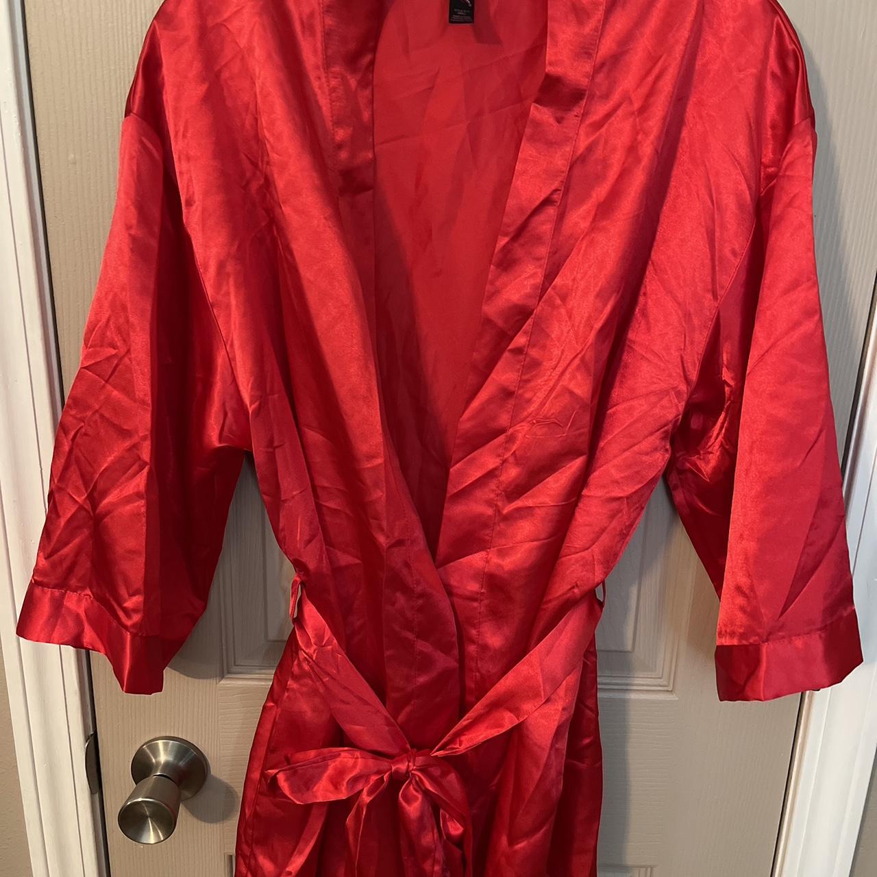 Dreamgirl Red Satin Finish Shorty Belted Robe 3 4 Depop