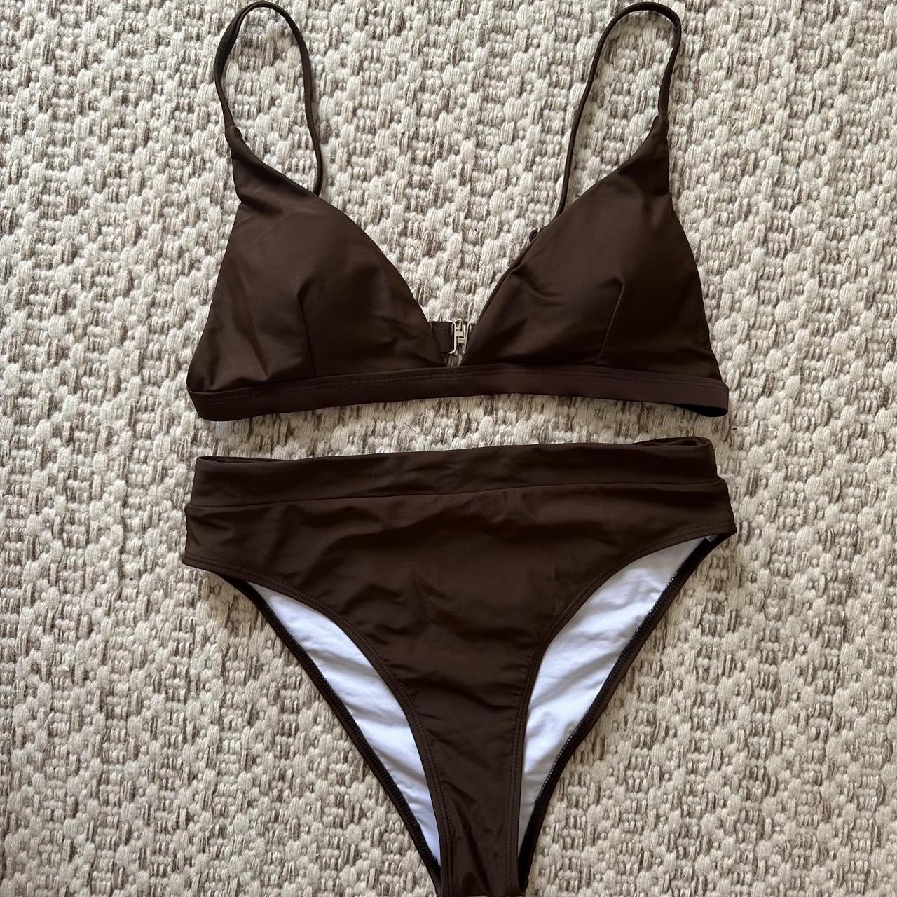 Two Piece Bathing Suit Gorgeous brown tone with... - Depop