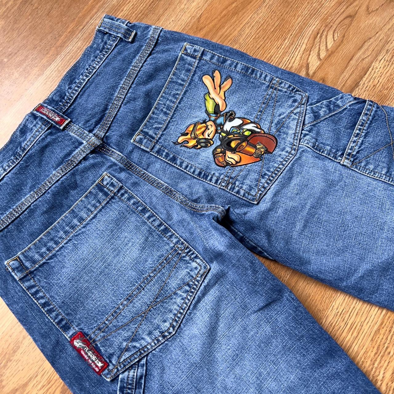 Y2K Flamehead JNCO Style Skateboarding Jeans Size -... | Depop