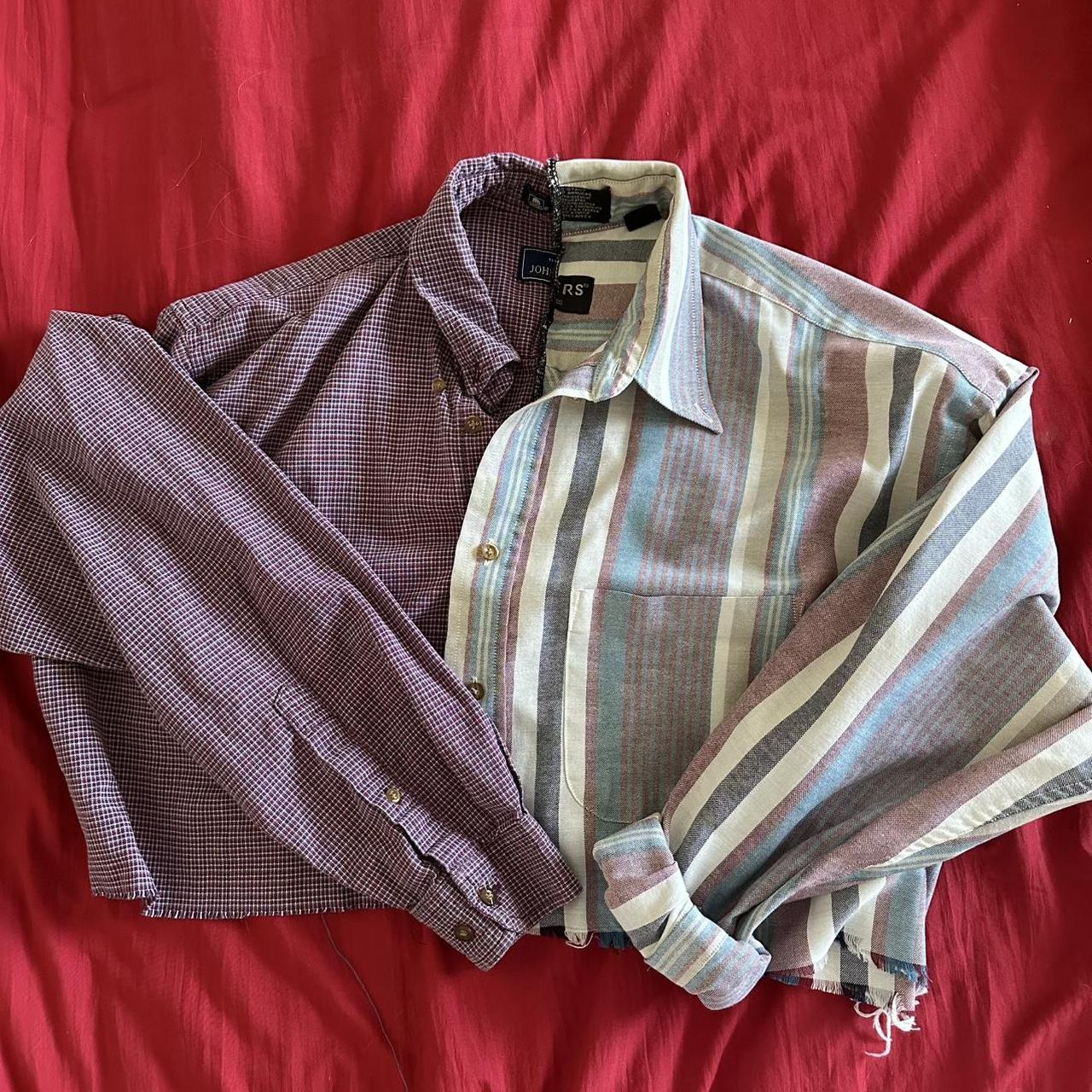 cropped long sleeve button up split down the center... - Depop