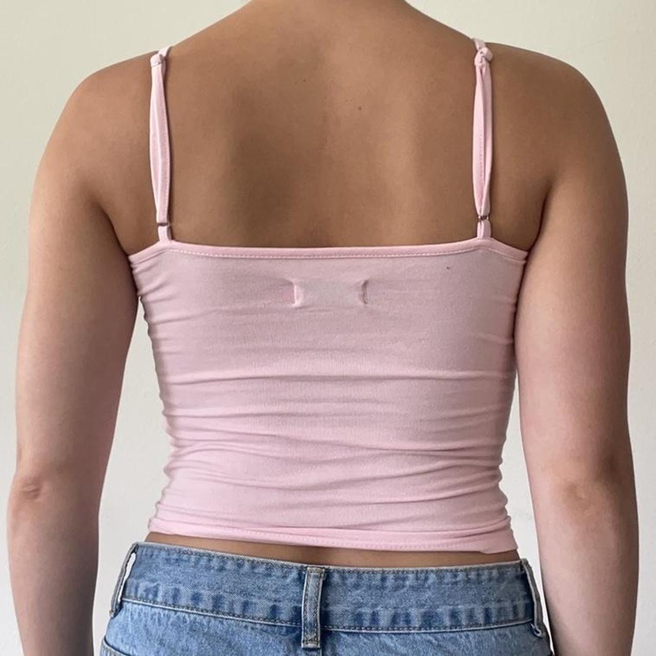 Edikted Women's Pink and White Vest | Depop