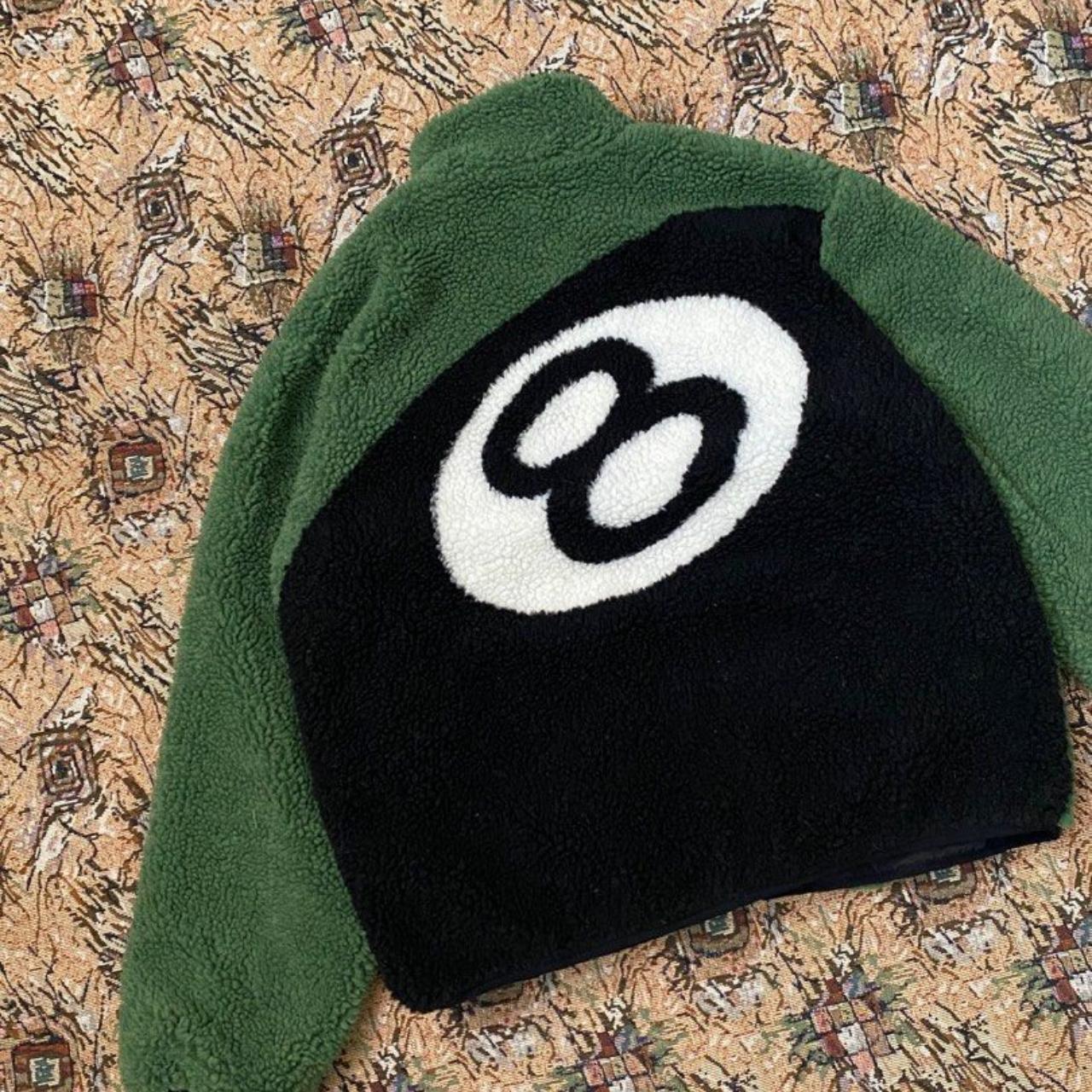 Stussy 8 Ball Fleece Sherpa Reversible Large - Green... - Depop