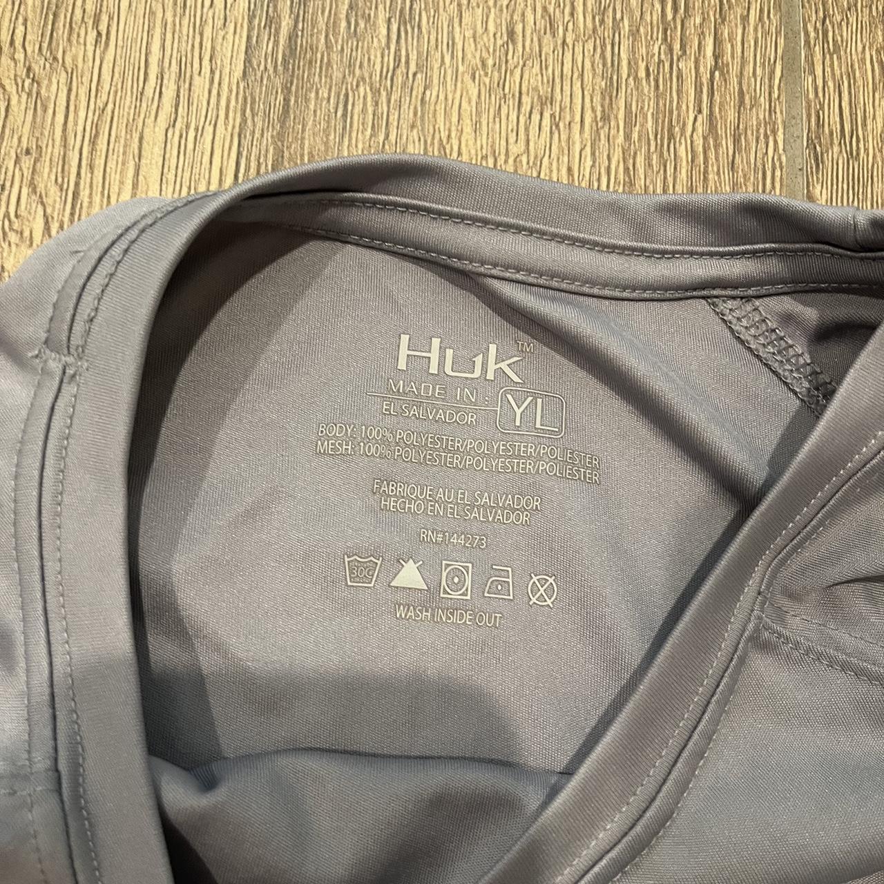 huk fishing, long sleeve, gray shirt Size youth... - Depop