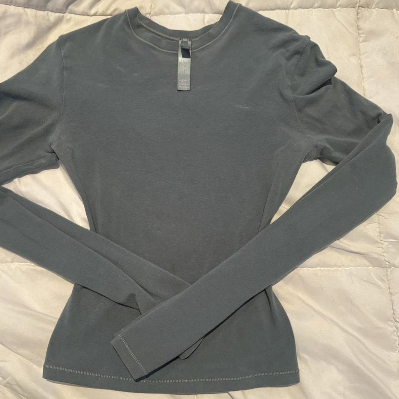 Skims cotton jersey long sleeve T shirt Kyanite... - Depop