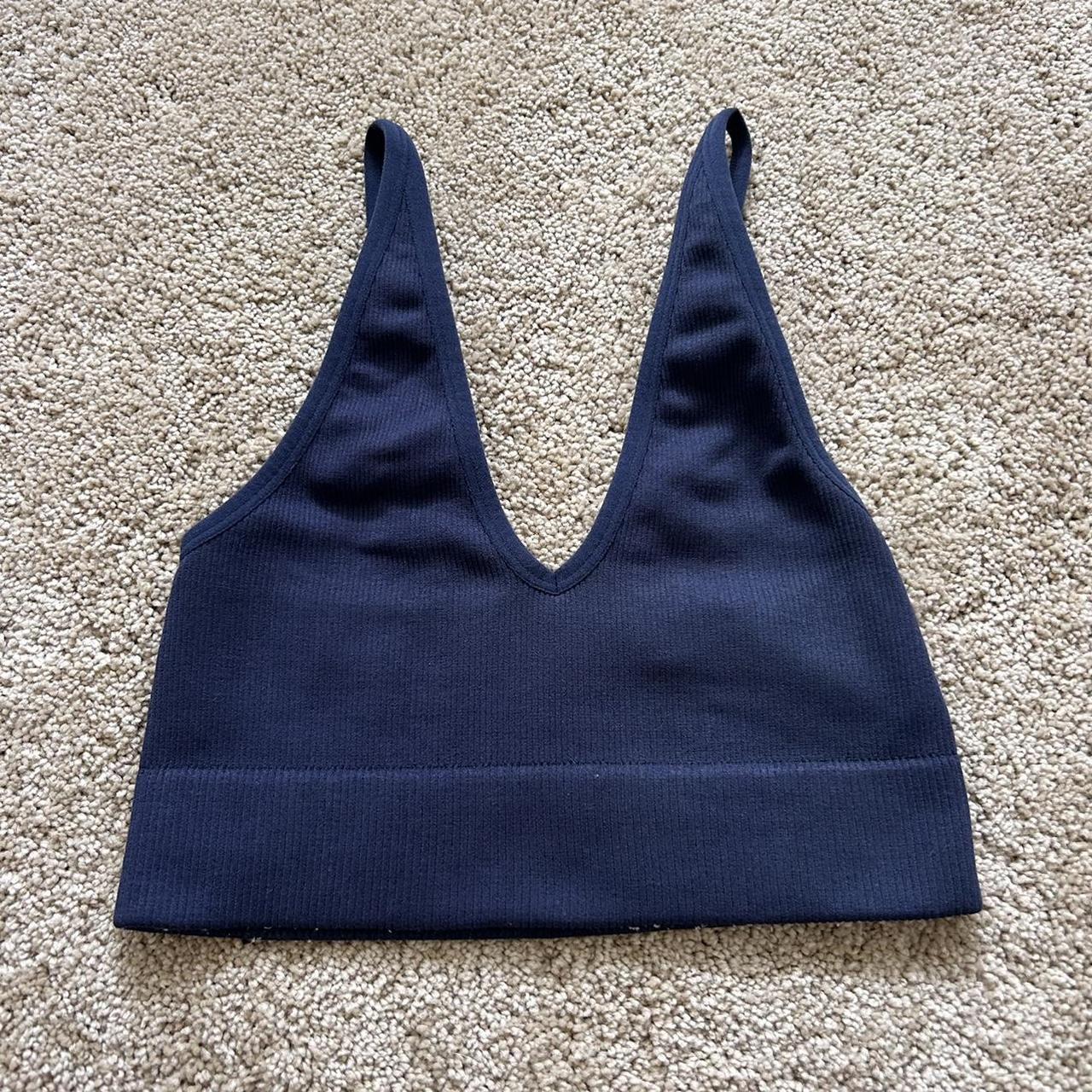 Garage Dark Blue Seamless Ribbed Crop Tank Top No... - Depop