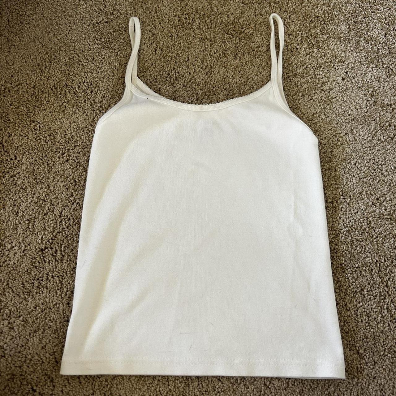 Brandy Melville White Tank Top, Skylar Scallop... - Depop