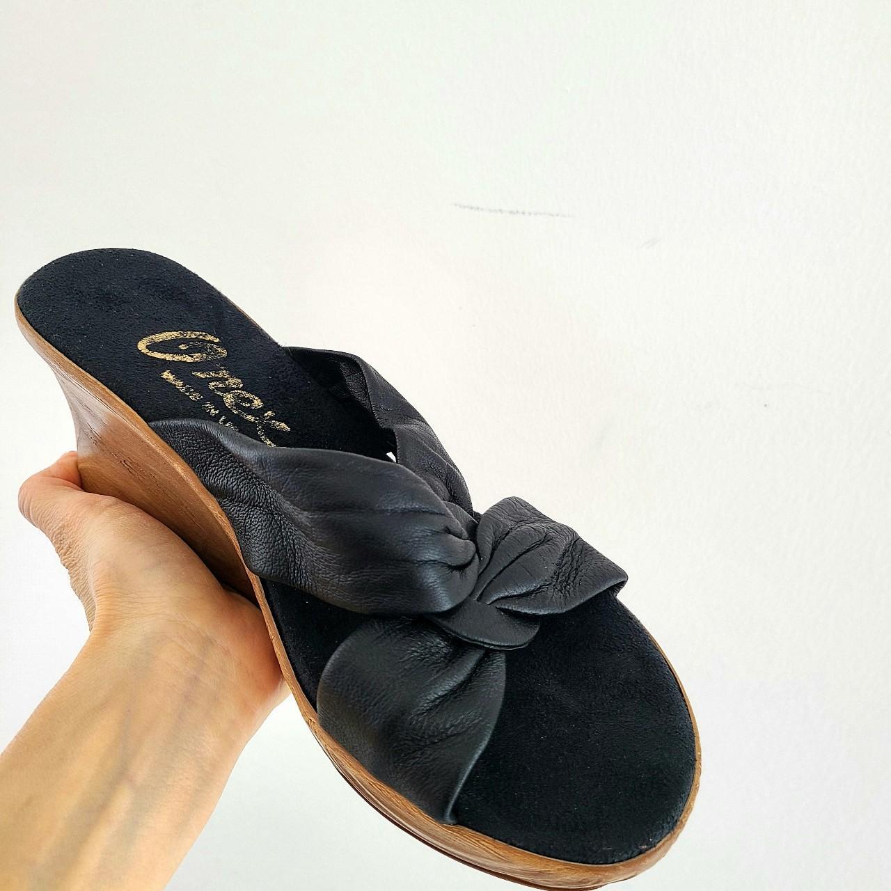 Onex womens wedge sandals pull on slides black size... - Depop