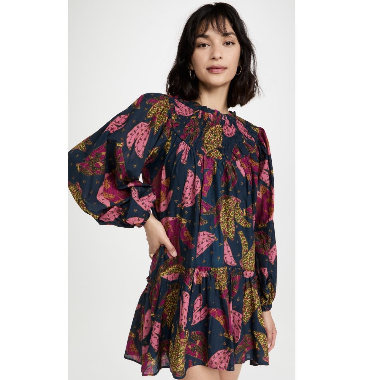 Farm Rio Patchwork Bananas Dress Fabric:... - Depop