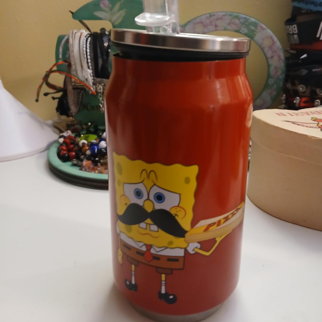 SpongeBob Diet Dr Kelp can water bottle with flop up... | Depop