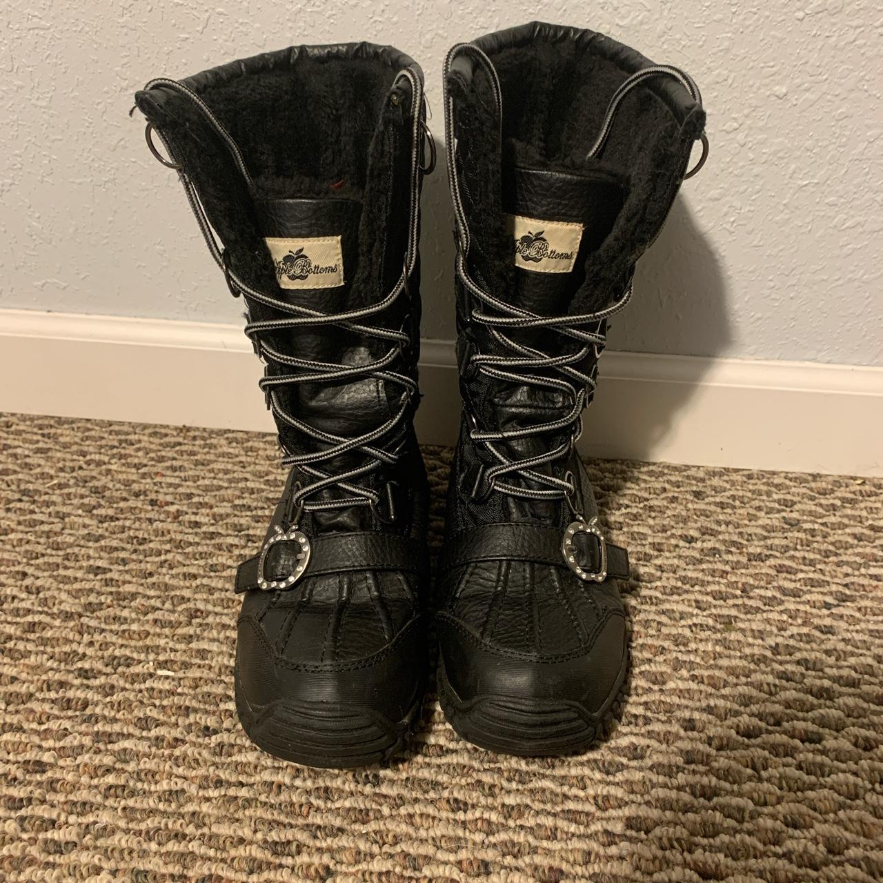 Apple Bottoms Women's Black Boots | Depop