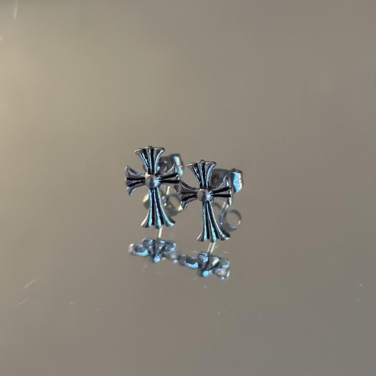 Chrome Heart Style Earrings - Style 1 Material:... - Depop