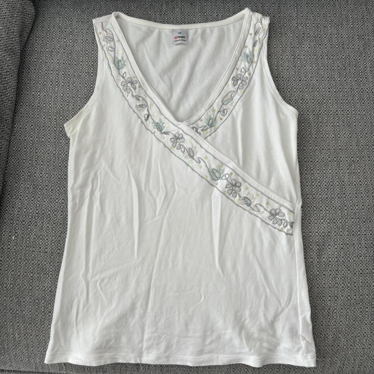 y2k target boho singlet sequin/bead detailing,... - Depop