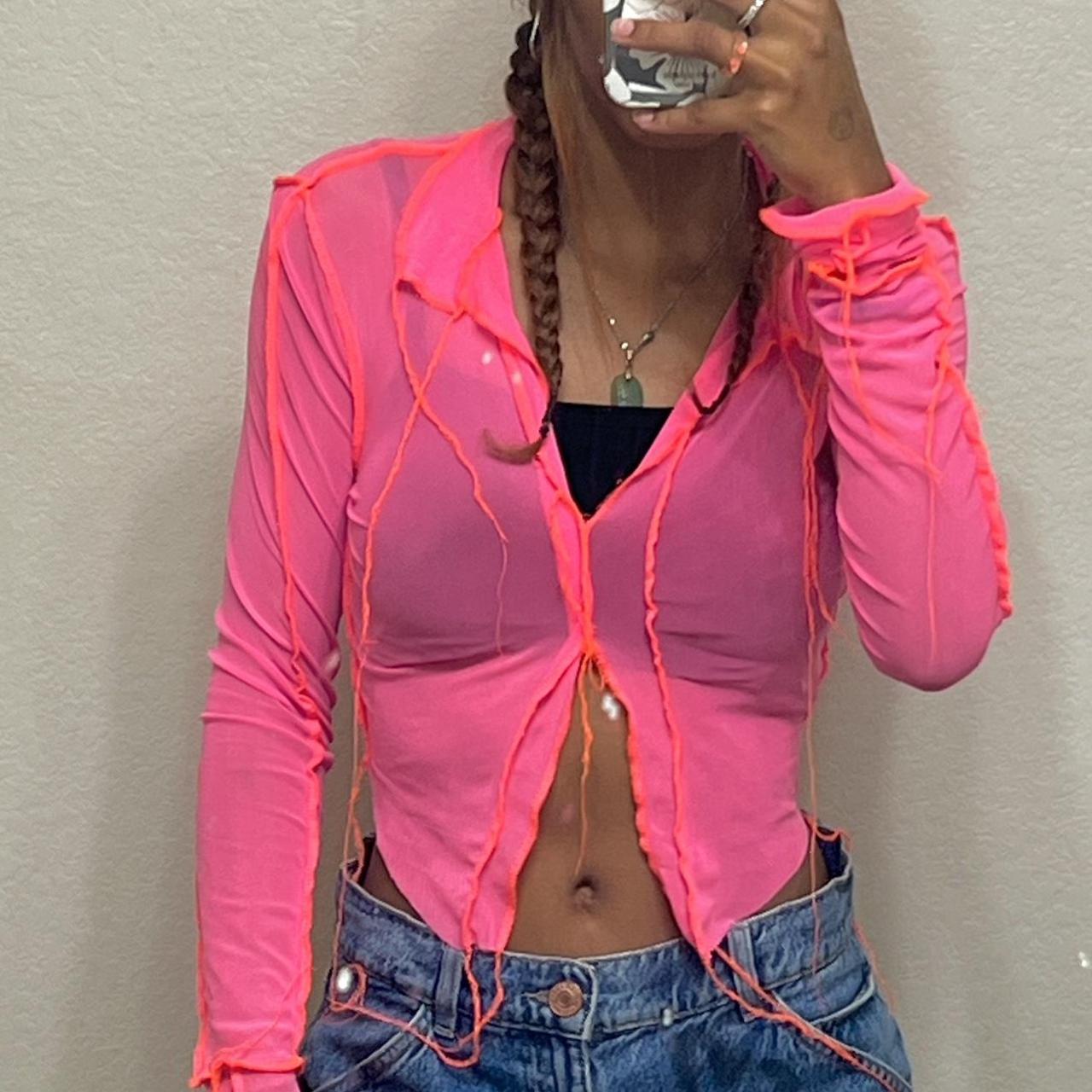 Neón Pink Mesh crop top! Gifted to me from a... - Depop