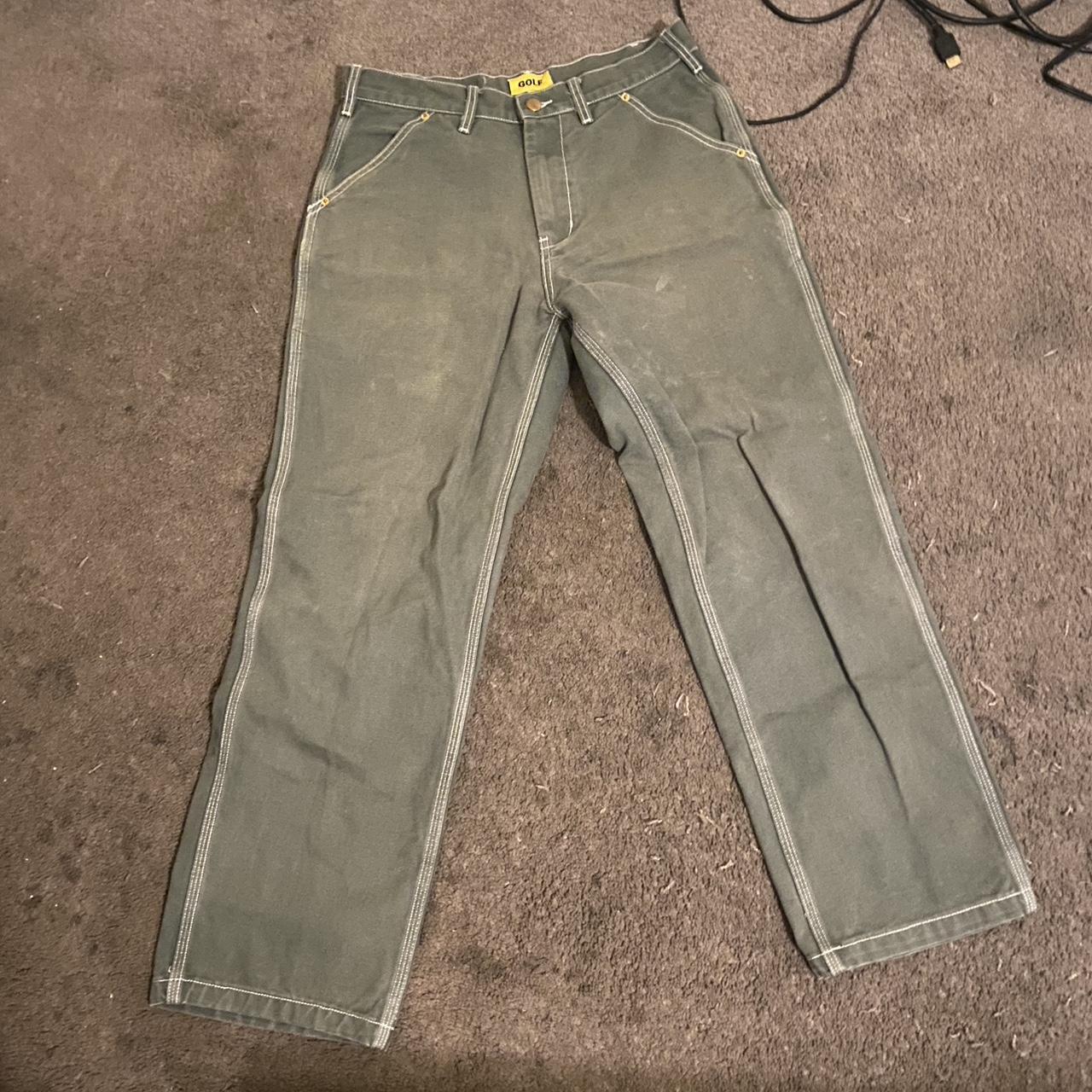 golf wang olive work pants very faded and somewhat... | Depop