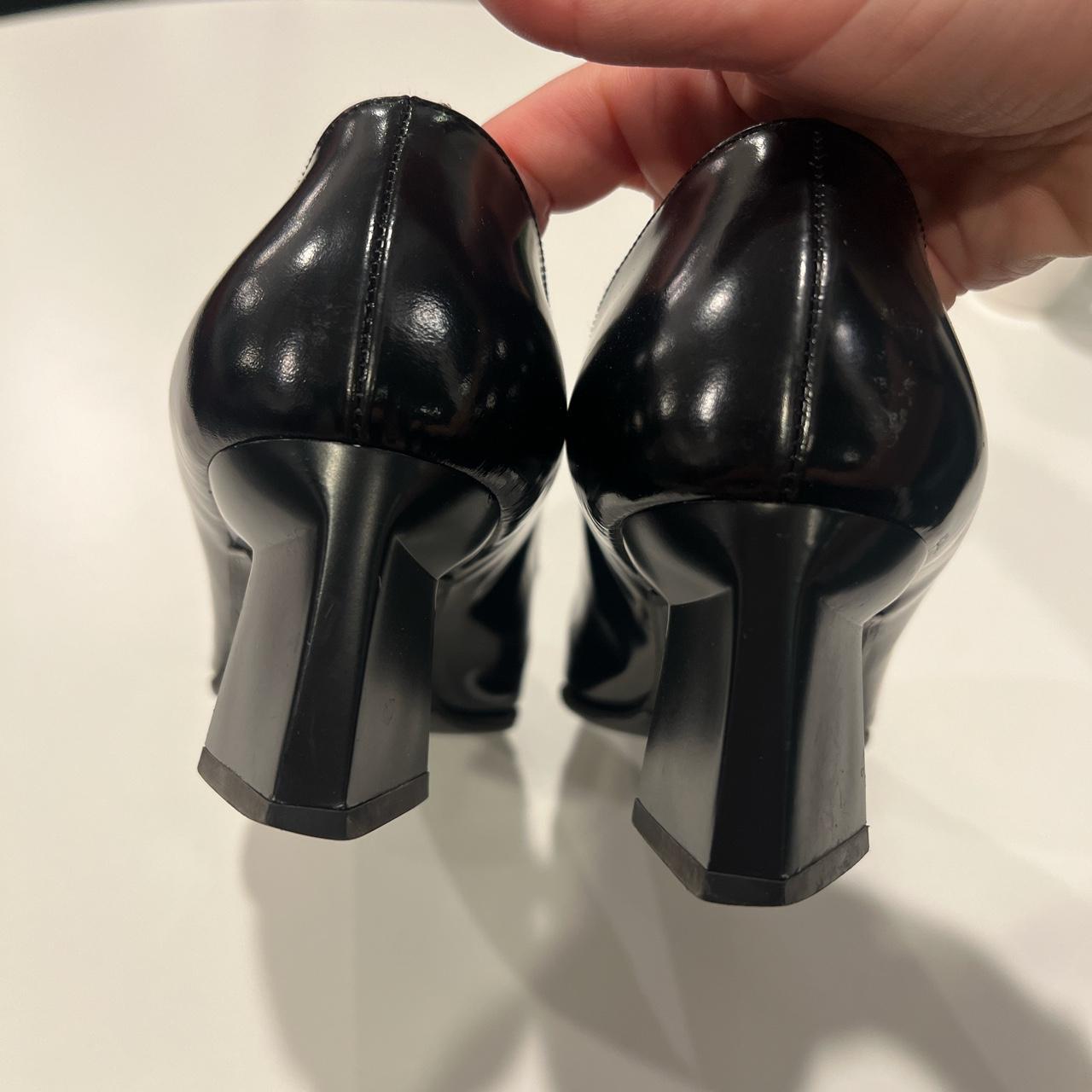 Vintage PRADA Block Heel Square Toe Loafers. Size... - Depop