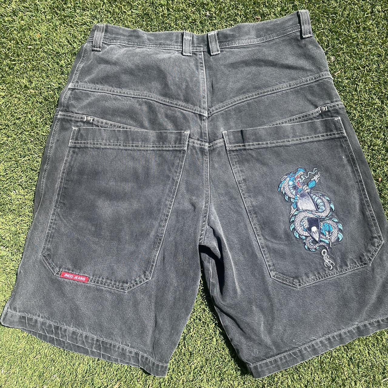 Jnco black and blue dragon jorts, crazy rare piece,... | Depop