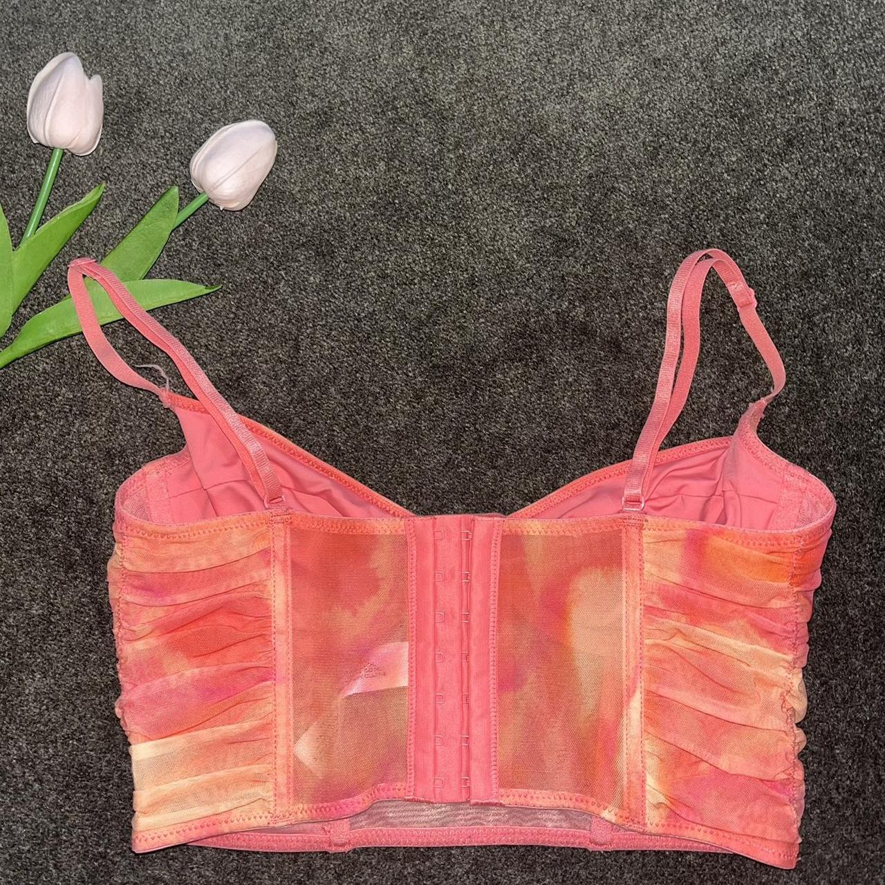 Glassons Pink floral print corset top, worn a few... - Depop