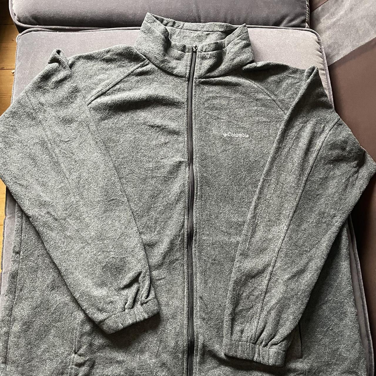 Columbia Grey full zip fleece jacket with... - Depop