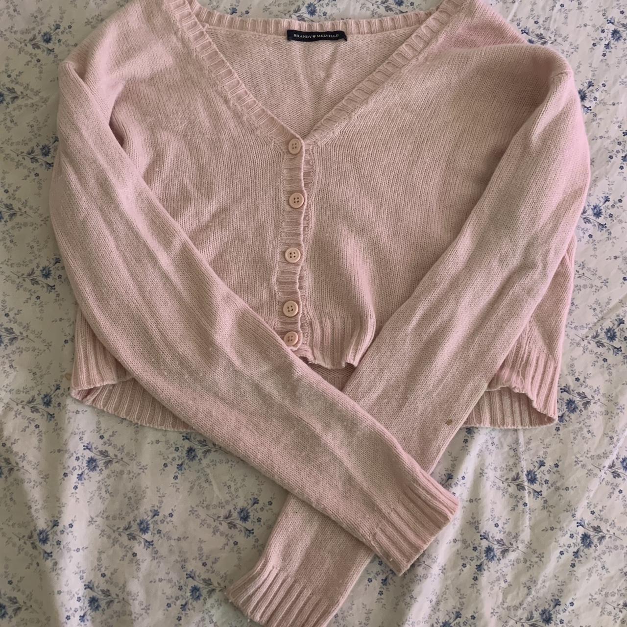 rare brandy melville light pink cardigan, super... - Depop