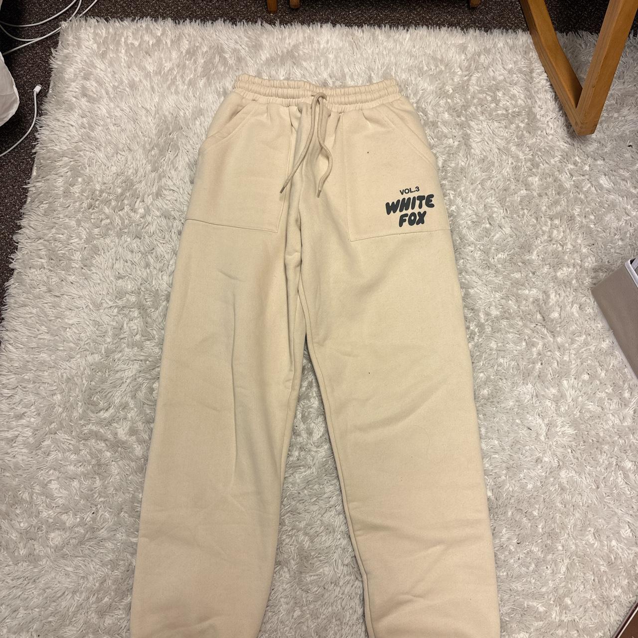 white fox sweatpants - creme and grey - never worn... - Depop