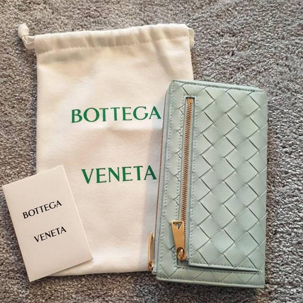 Bottega Veneta Long Wallet Teal Washed - Gold Rrp... - Depop