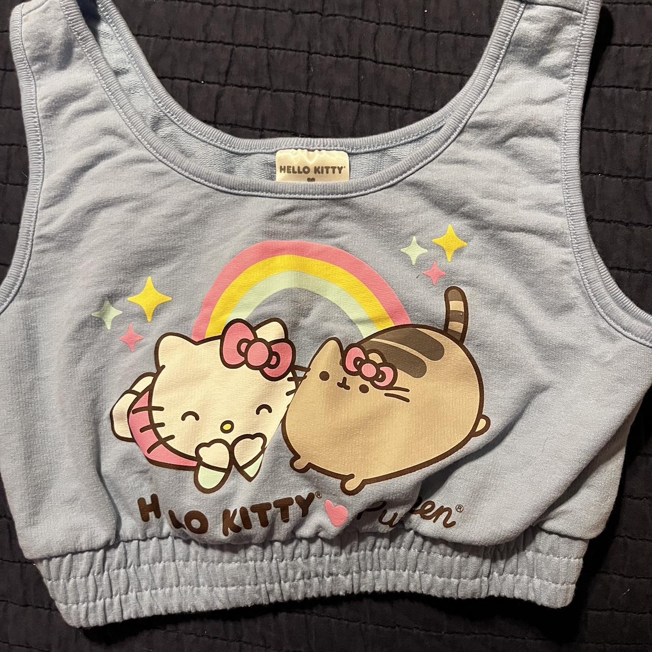 Hello Kitty Women's Blue Crop-top | Depop