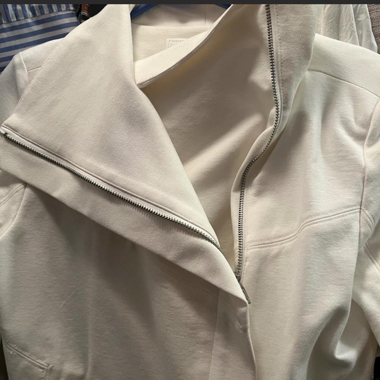 Blank NYC White blazer/moto jacket. Zipper details... - Depop