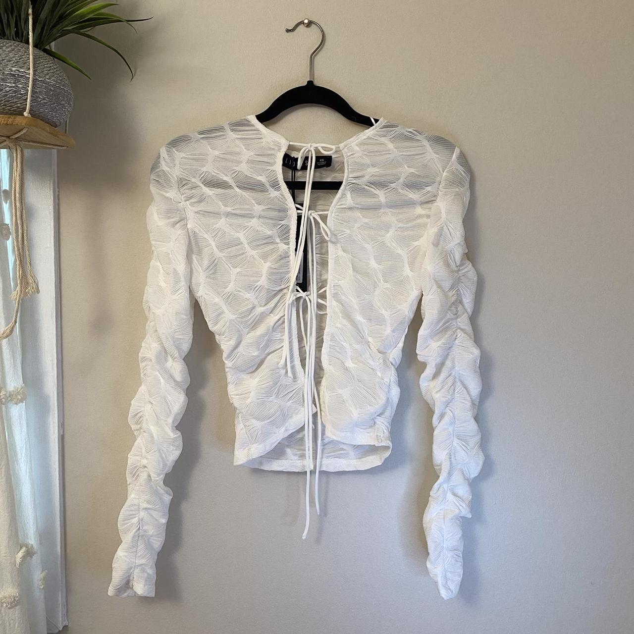 Lioness / princess Polly tie front white top with... - Depop