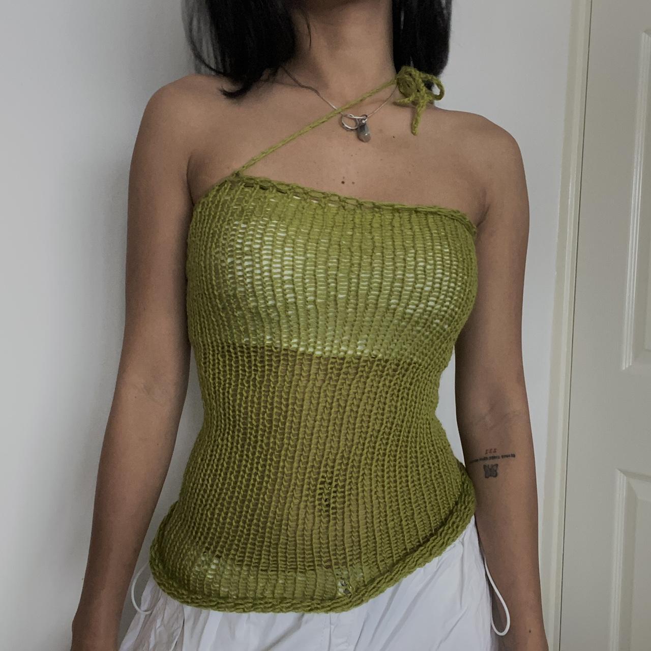lime knitted top 💚 Model is wearing a tube... - Depop