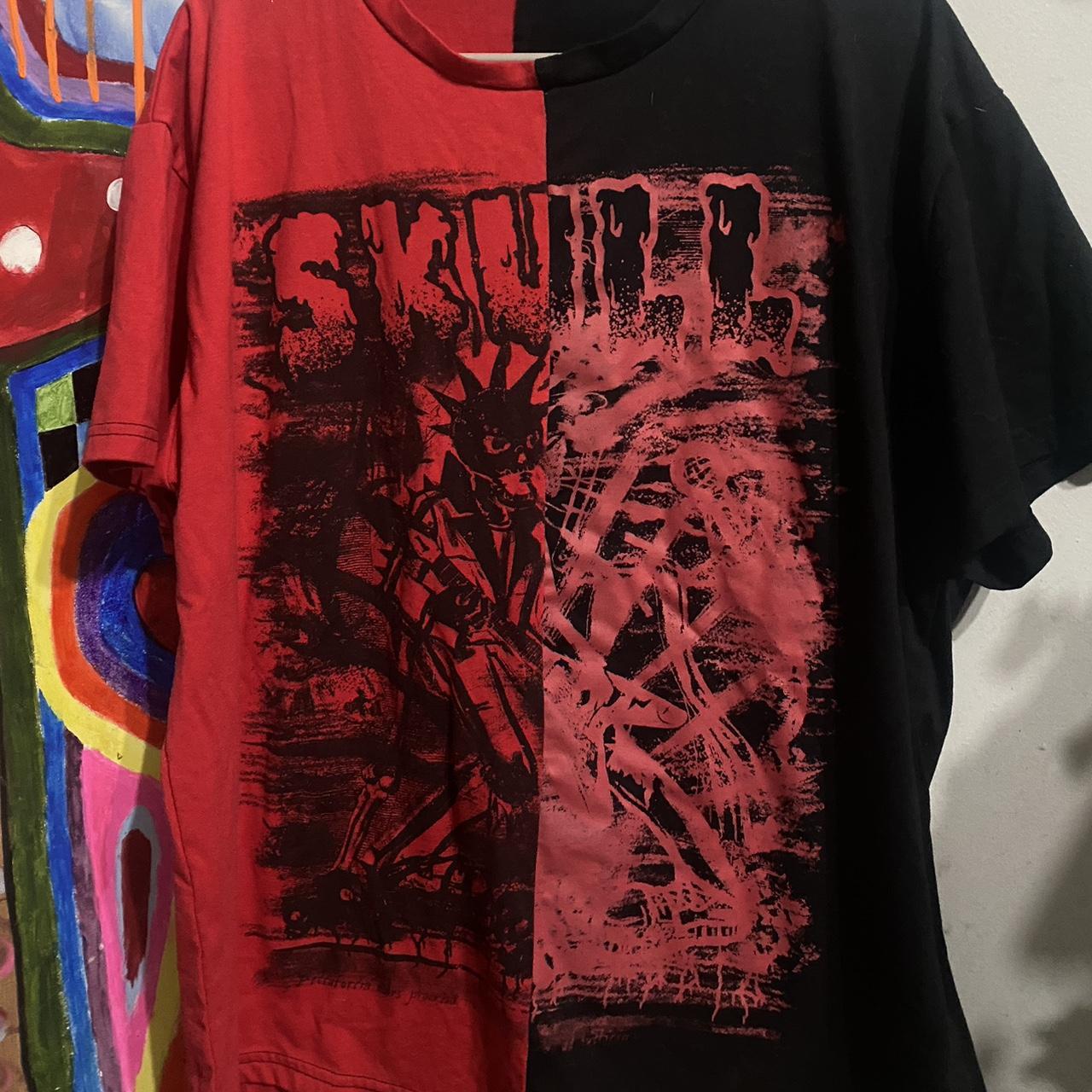red and black grunge tee.. no tag worn once... - Depop