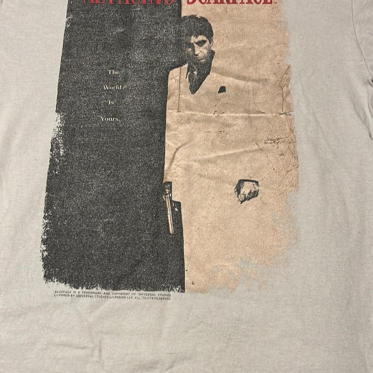 Scarface movie promo tee, white and grey, front... | Depop