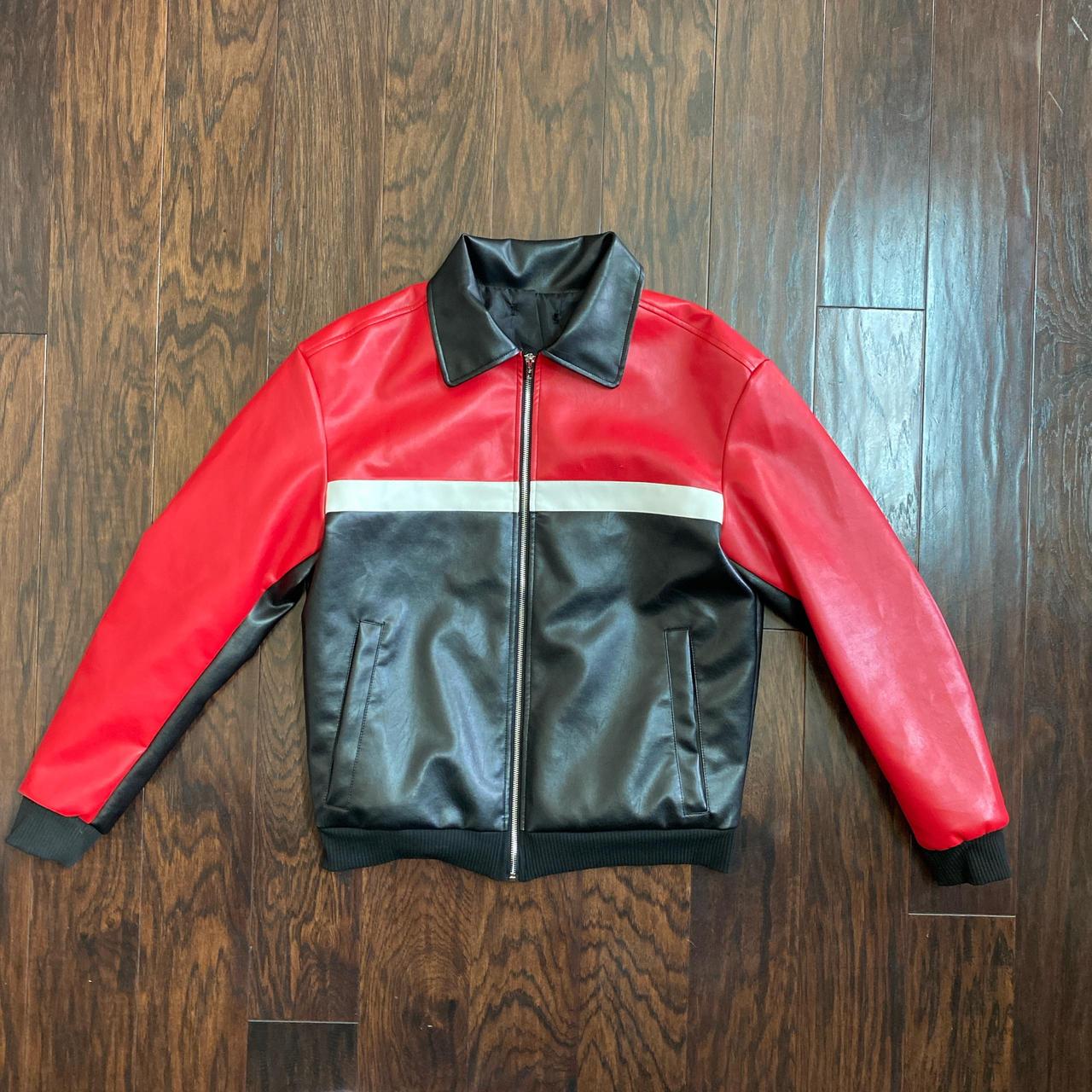 THRIFTED LEATHER JACKET -SIZE M -EXCELLENT... - Depop