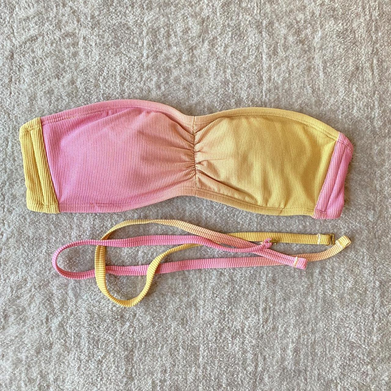 Target Women's Pink and Yellow Bikini-and-tankini-tops | Depop