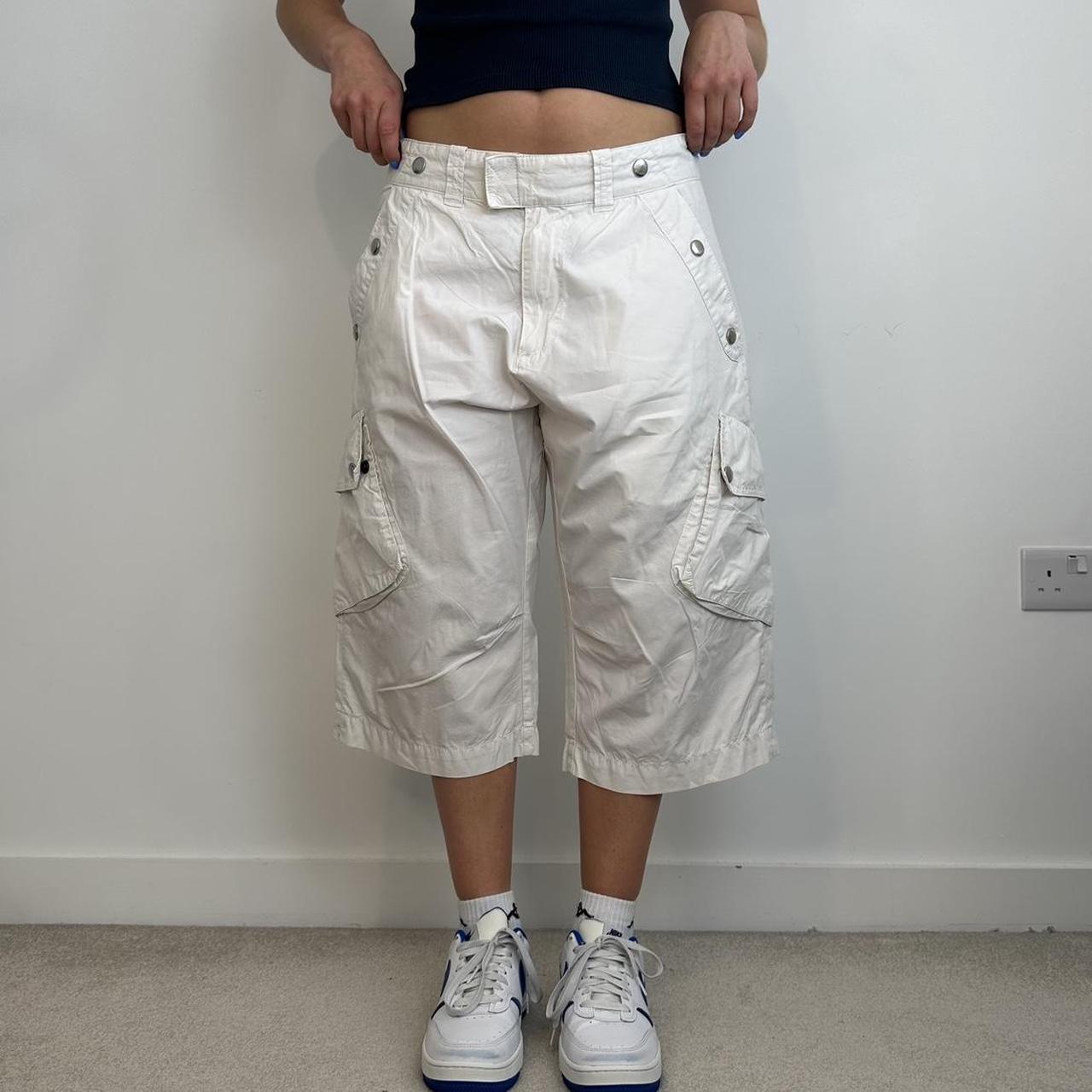 Vintage white cargo jorts long shorts / capris ... - Depop