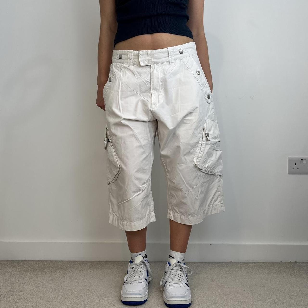 Vintage white cargo jorts long shorts / capris ... - Depop