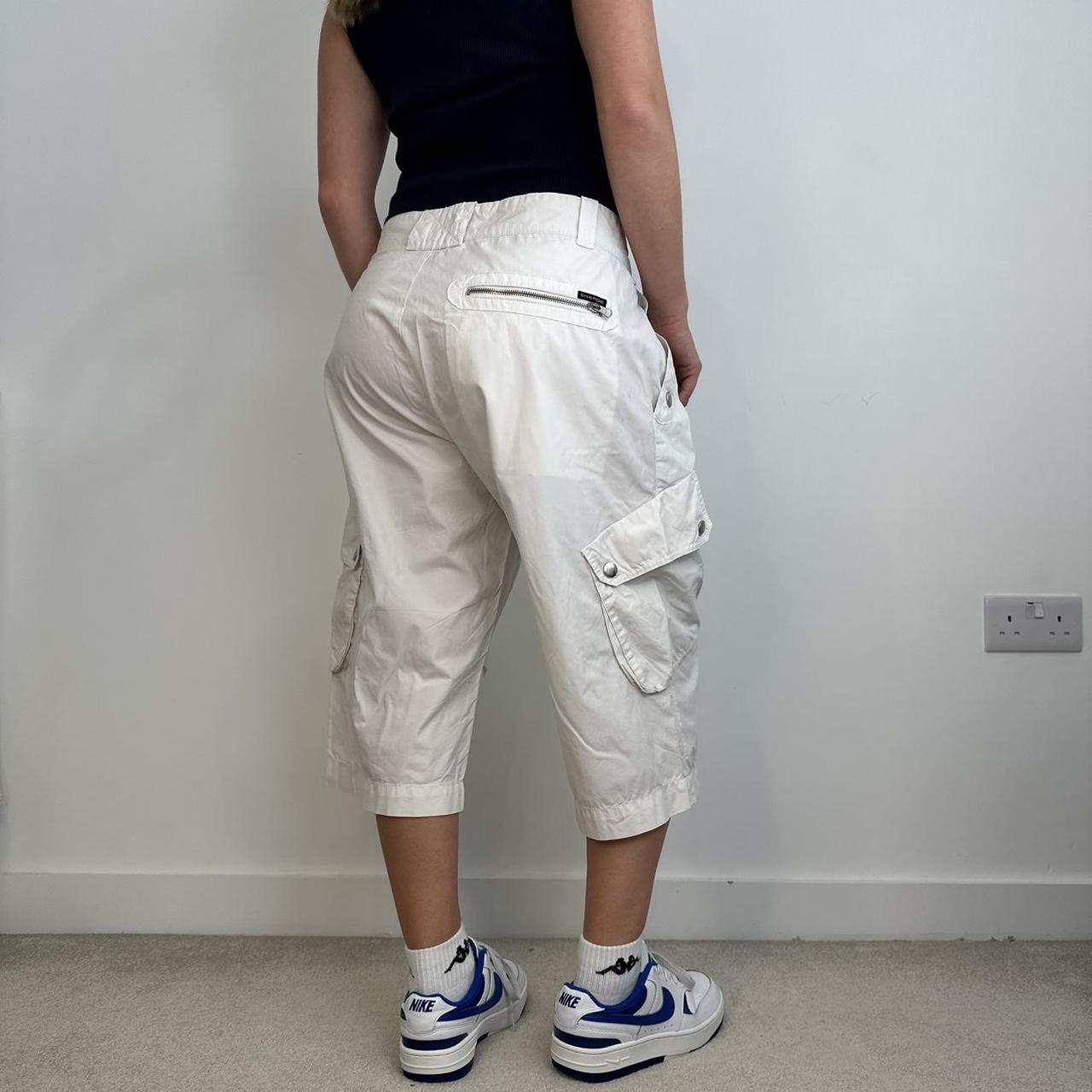 Vintage white cargo jorts long shorts / capris ... - Depop