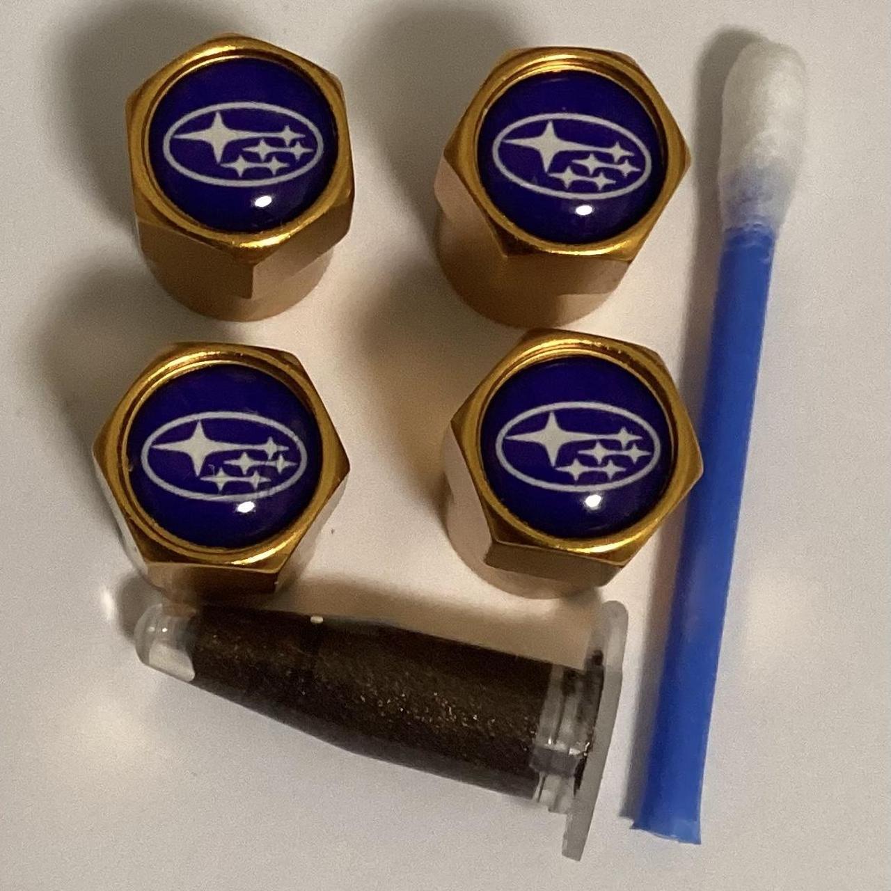 Subaru Tyre valve caps With grease 4+Aluminium... - Depop