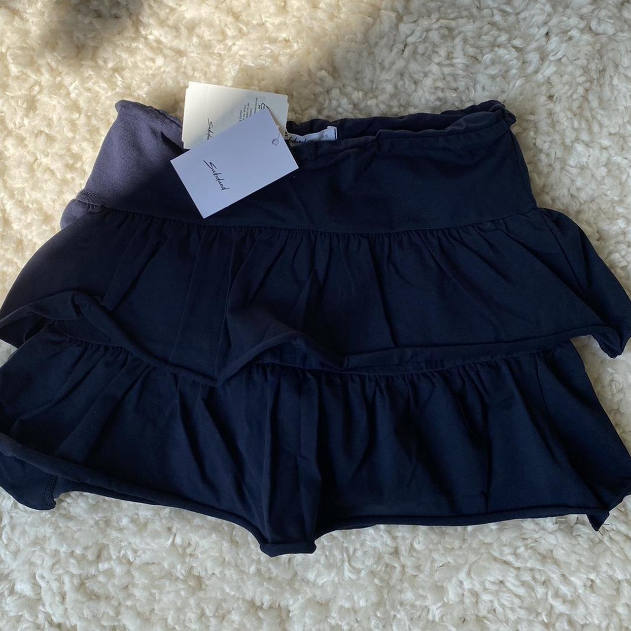 mini navy ruffle subdued skirt perfect condition... - Depop