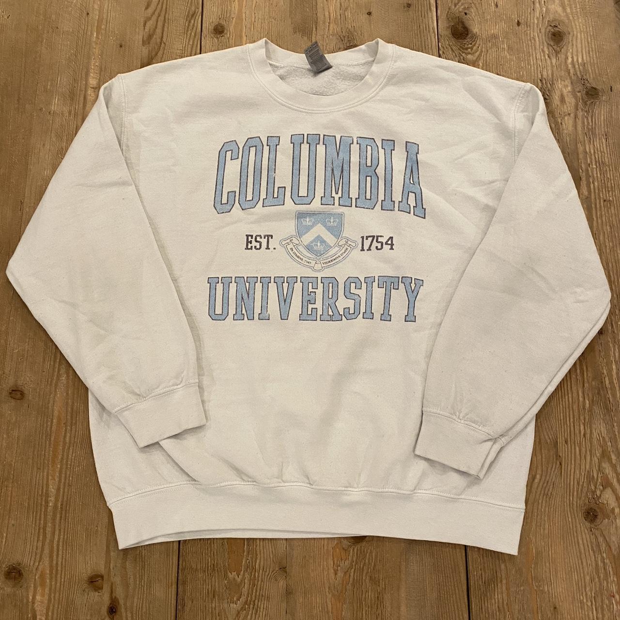 White Columbia University Crewneck Size Large... - Depop